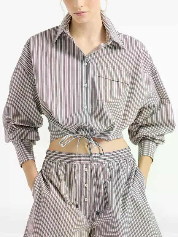 Brunello Cucinelli Striped Poplin Shirt - White