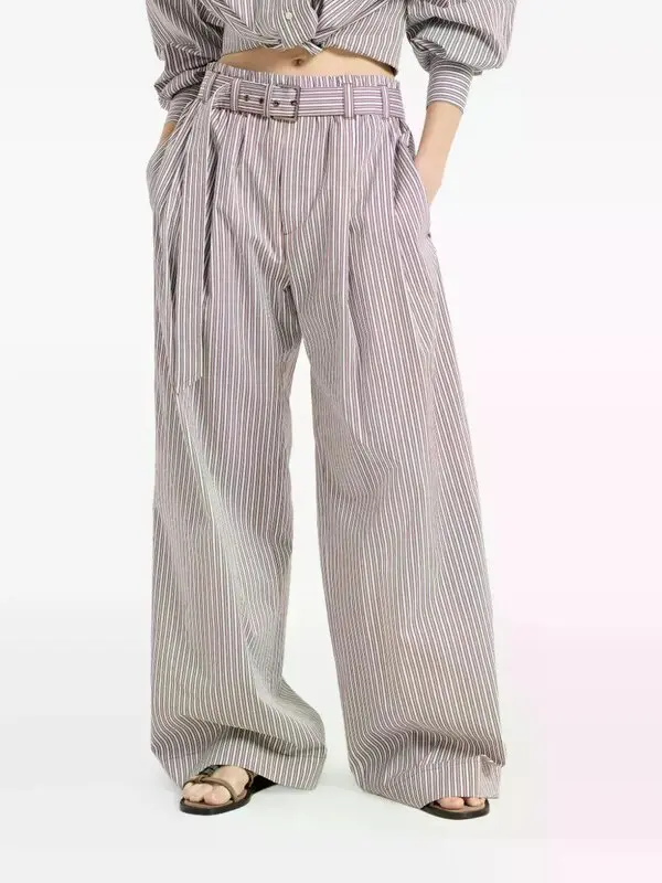 Brunello Cucinelli Striped Belted Trousers - White