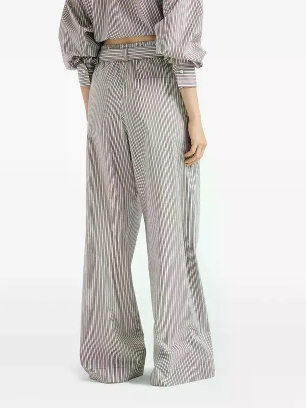 Brunello Cucinelli Striped Belted Trousers - White