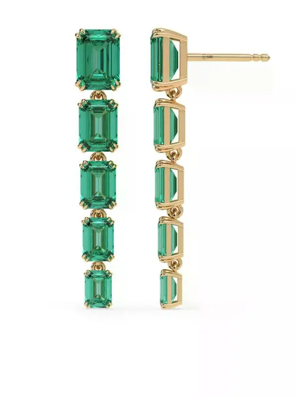VEYNOU 14kt Yellow Eden Essence Emerald Earrings