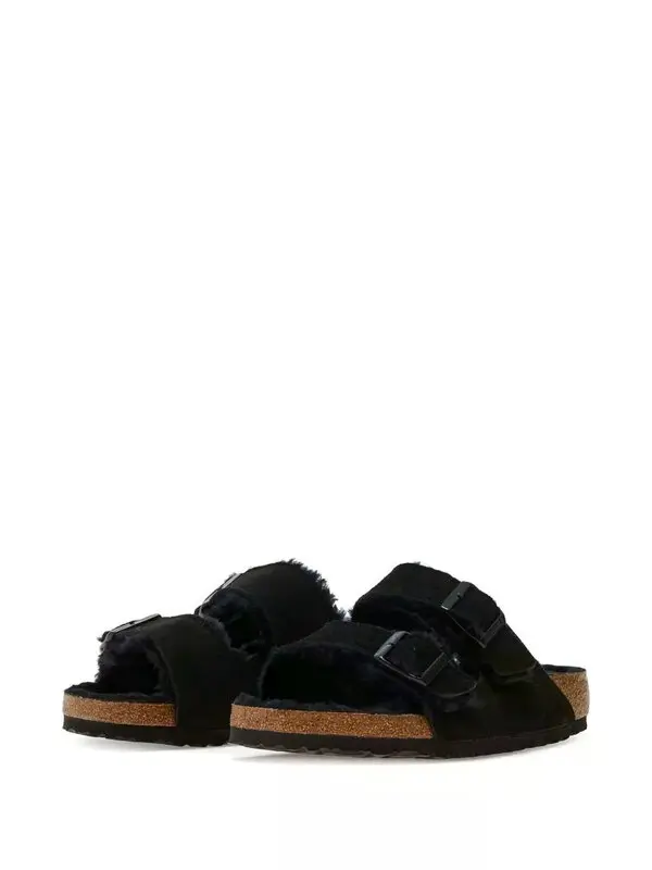 BIRKENSTOCK Arizona Shearling Buckled Sandals - Black