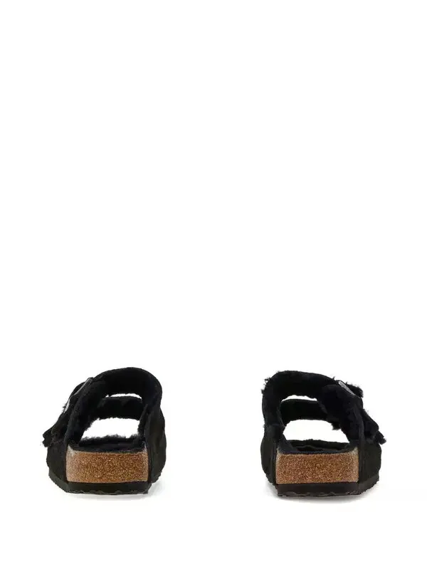 BIRKENSTOCK Arizona Shearling Buckled Sandals - Black