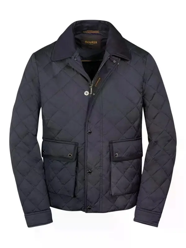 MOORER Quilted Flap-pocket Jacket - Blue