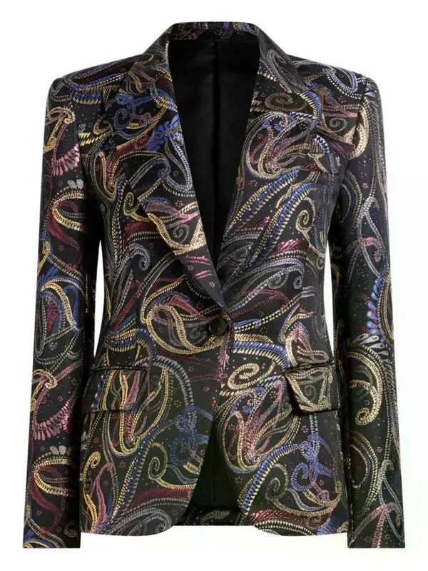 Etro Single-breasted Paisley Blazer - Black