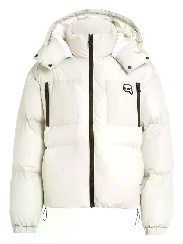 Karl Lagerfeld Hooded Puffer Jacket - White