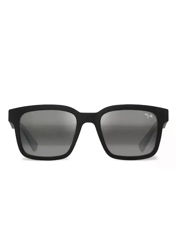 Maui Jim Piopio Asian Fit Rectangle-frame Sunglasses - Black