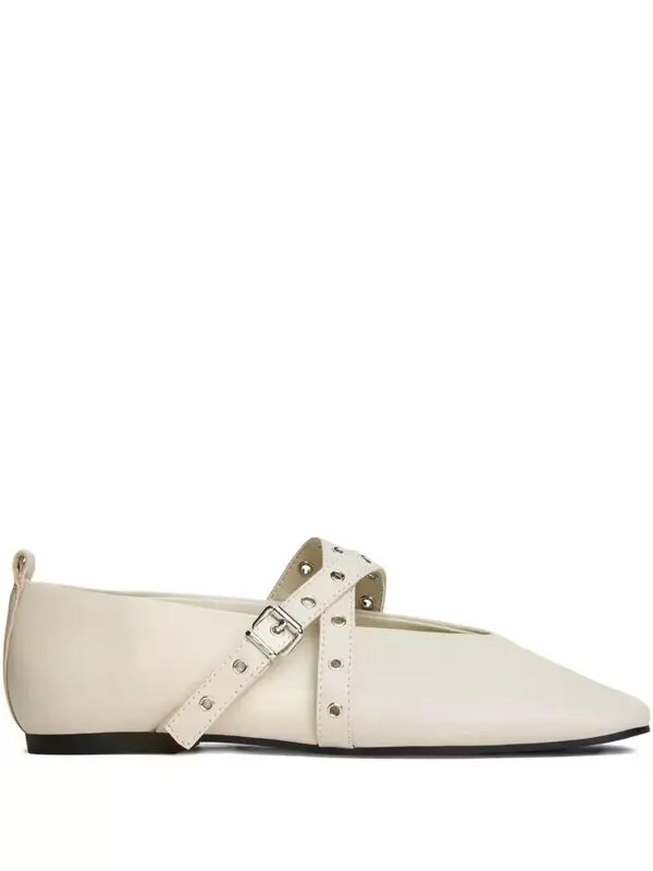 Tommy Hilfiger Studded Buckle-strap Ballet Flats - Neutrals