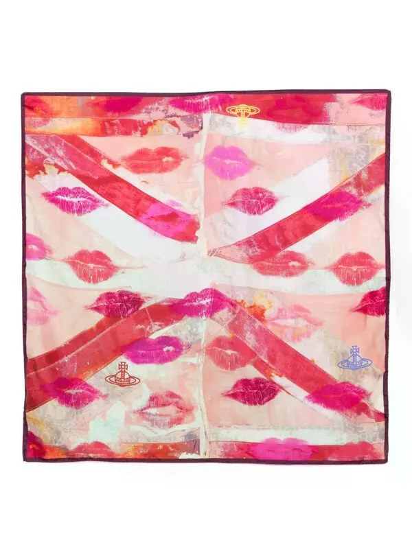 VIVIENNE WESTWOOD Union Jack Kiss Square Scarf - Pink