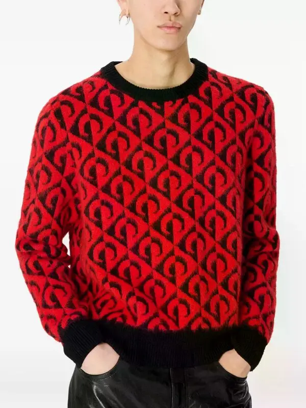 MARINE SERRE Crew Neck Sweater - Red