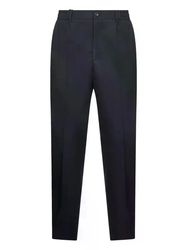 Tagliatore Elasticated Waistband Pressed Trousers - Blue
