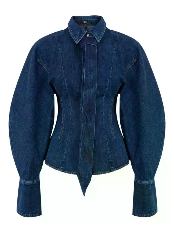 A.W.A.K.E. Mode Balloon-sleeve Denim Shirt - Blue