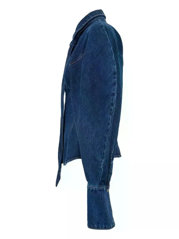 A.W.A.K.E. Mode Balloon-sleeve Denim Shirt - Blue