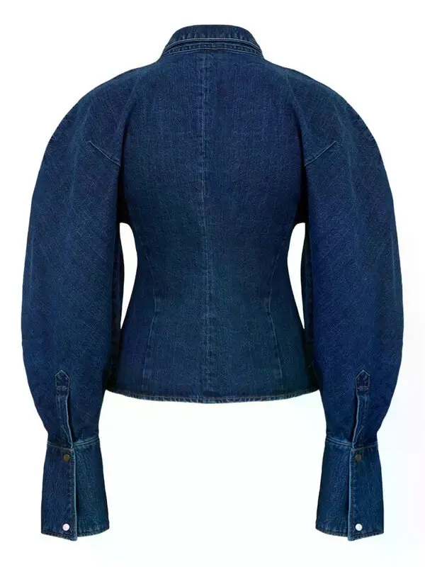 A.W.A.K.E. Mode Balloon-sleeve Denim Shirt - Blue
