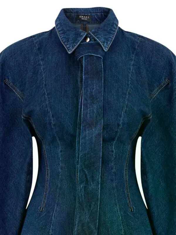 A.W.A.K.E. Mode Balloon-sleeve Denim Shirt - Blue