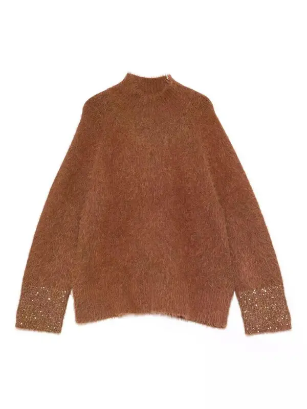LUISA CERANO Sequined-cuffs Knitted Sweater