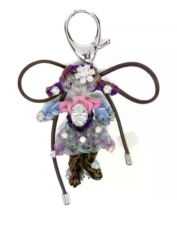 SHUSHU/TONG Rhinestone Woven Doll Keychain - Purple