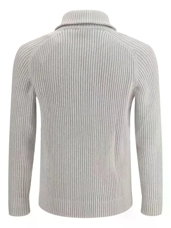 Brioni Ribbed Knit Zip-up Cardigan