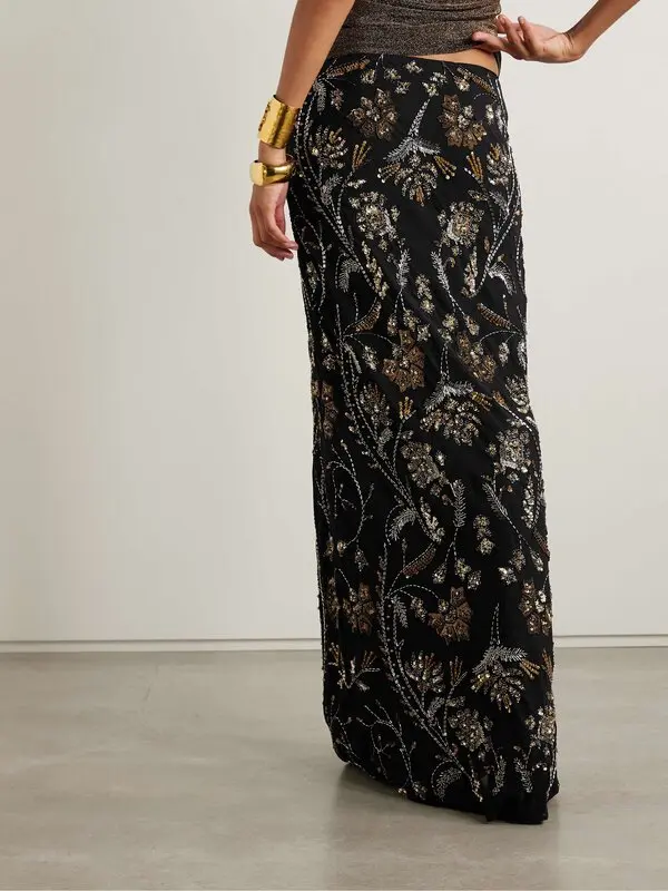 Veronica Beard Medina Embellished Crepe Maxi Skirt