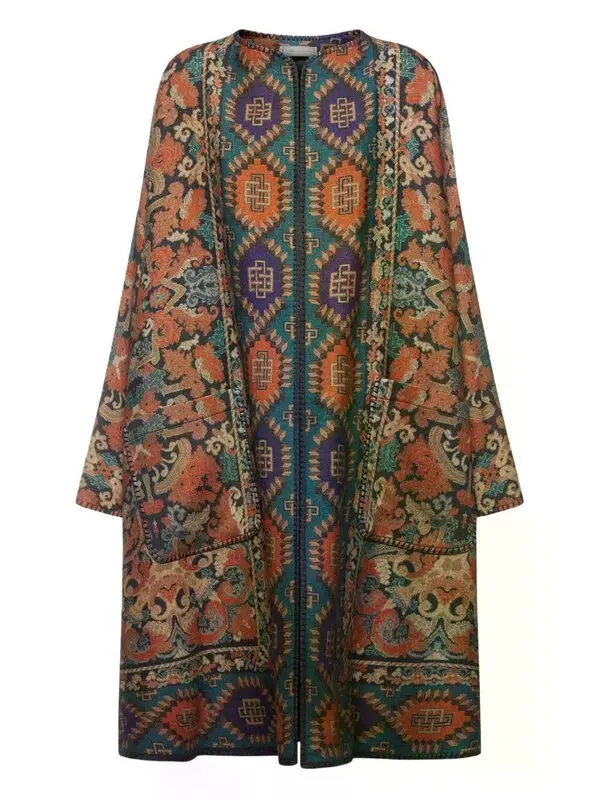 PIERRE-LOUIS MASCIA Tapestry-pattern Pocket Coat
