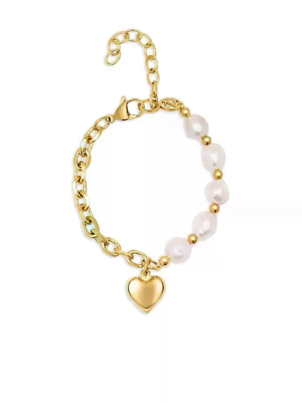 NIALAYA JEWELRY Cable-chain Pearl-embellishment Love Bracelet - Gold