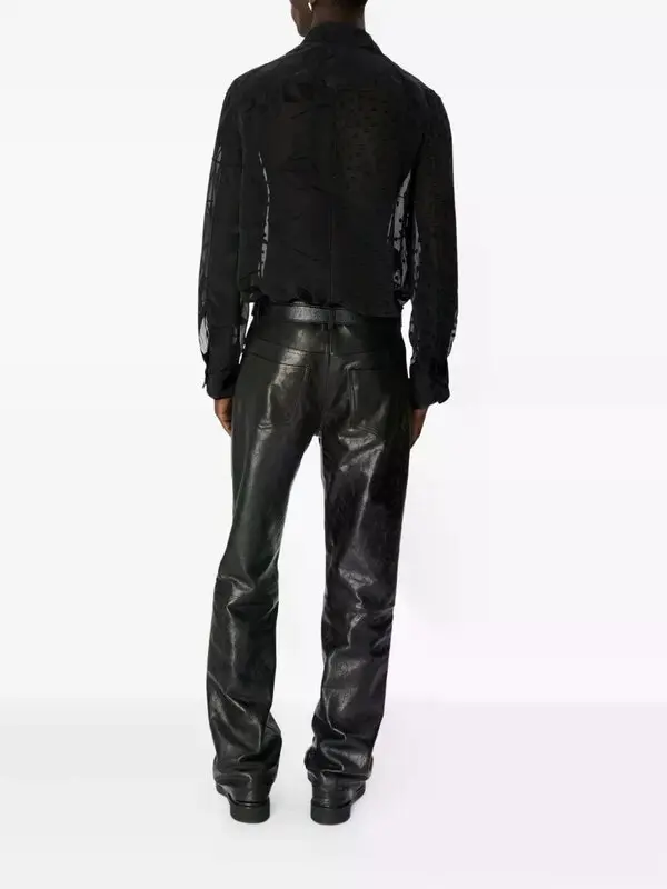 MARINE SERRE Leather Glossy Moon Motif Trousers