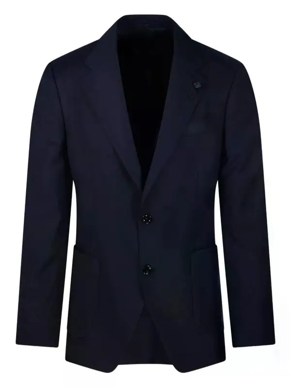 LARDINI Notched-lapel Single-breasted Blazer - Blue