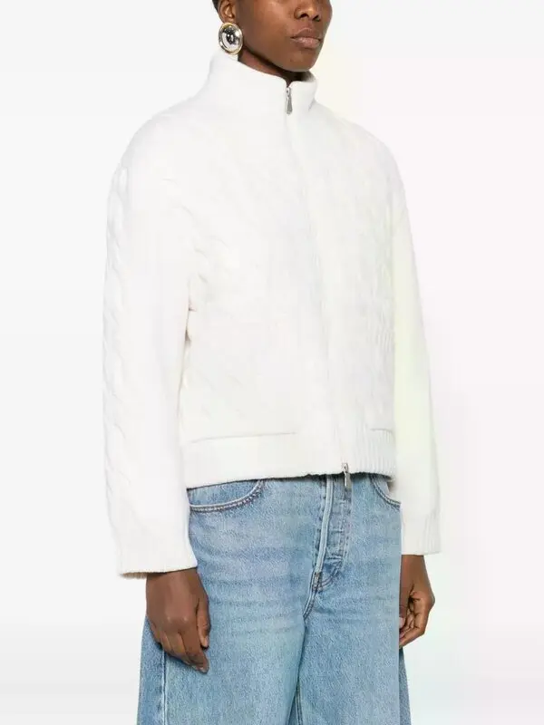 GRAN SASSO Cable-knit Zip Jacket - White
