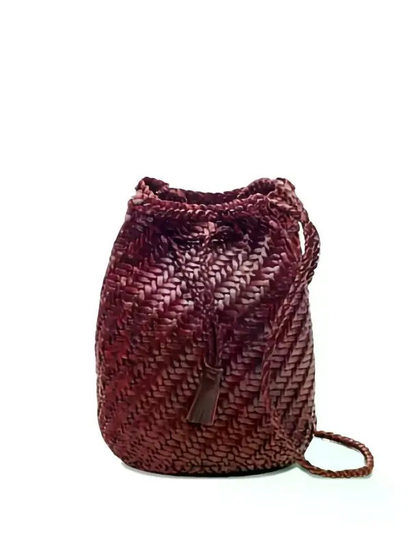 Dragon Diffusion Pompom Woven-tassel Bucket Bag - Red