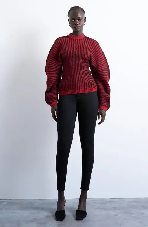Topshop Structure Ribbed Crewneck Sweater