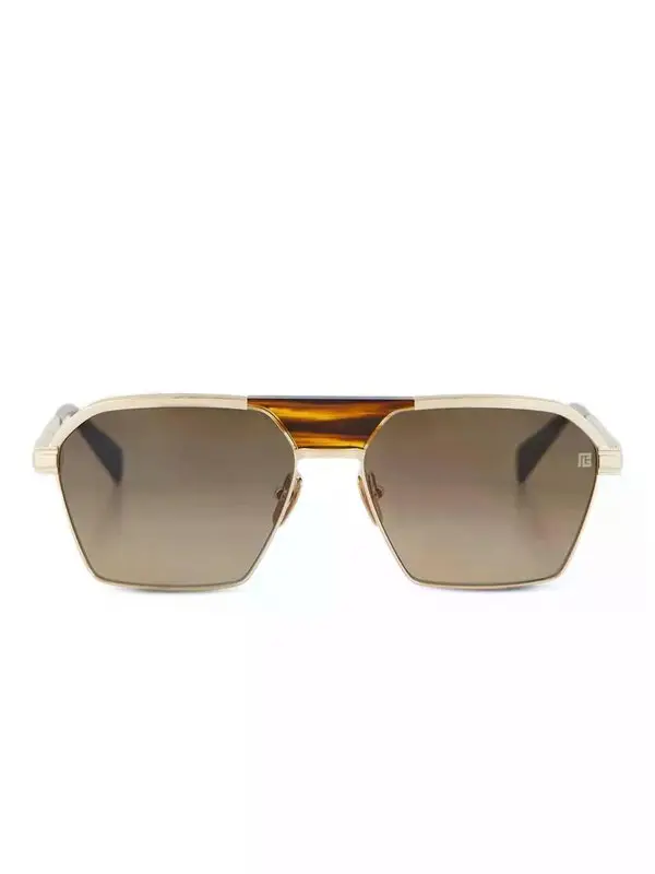 Balmain Geometric Frame Sunglasses - Brown