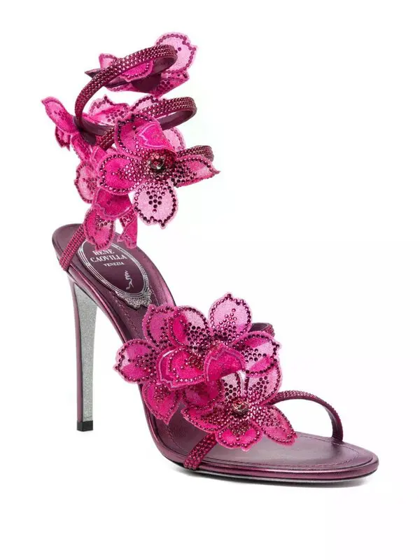 Rene Caovilla 105mm Floriane Embellished Sandals - Pink