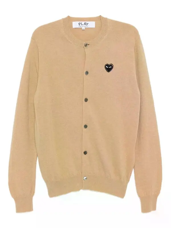 Play Comme Des Garcon Heart-appliqué Cardigan - Neutrals