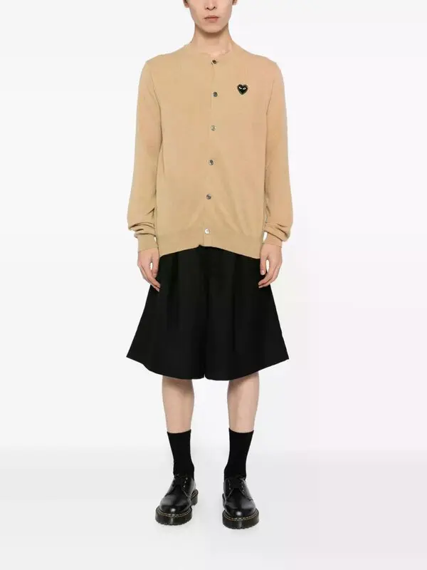Play Comme Des Garcon Heart-appliqué Cardigan - Neutrals