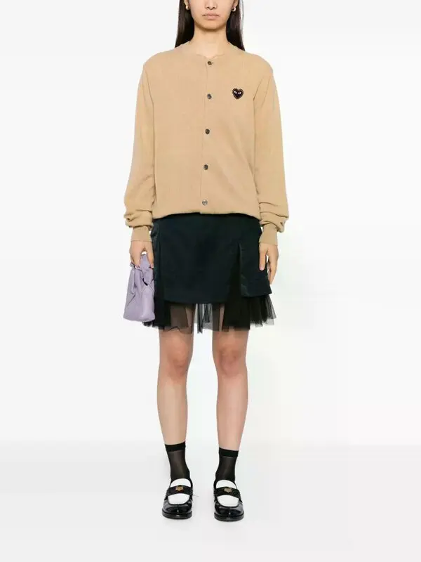 Play Comme Des Garcon Heart-appliqué Cardigan - Neutrals