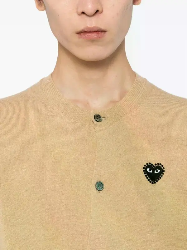 Play Comme Des Garcon Heart-appliqué Cardigan - Neutrals
