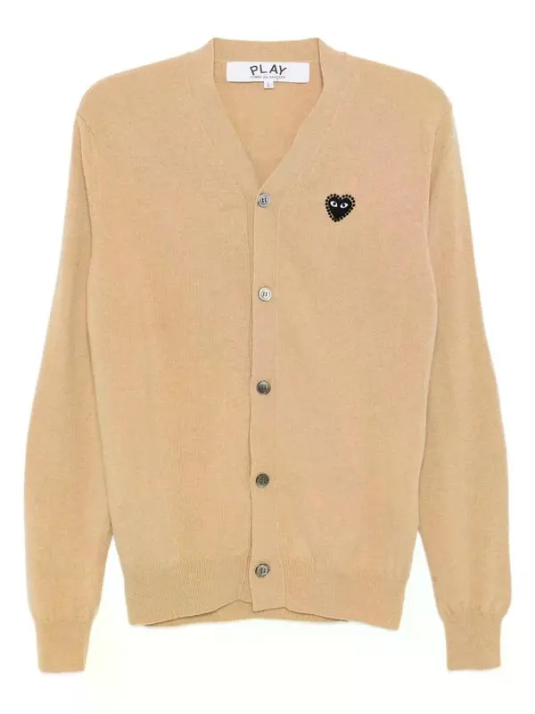 Play Comme Des Garcon Heart Appliqué Cardigan - Neutrals