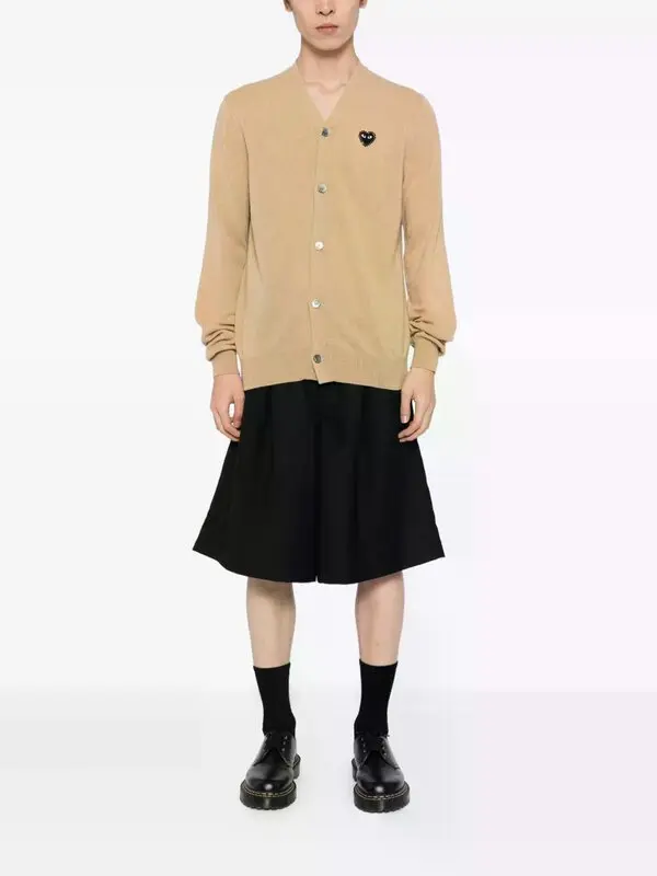 Play Comme Des Garcon Heart Appliqué Cardigan - Neutrals