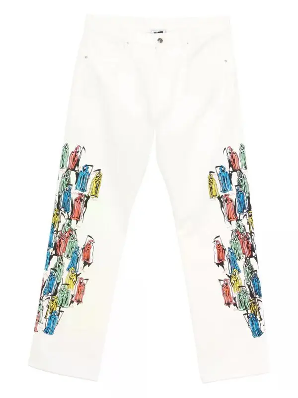 WARREN LOTAS Graphic-print Straight Leg Jeans - Neutrals