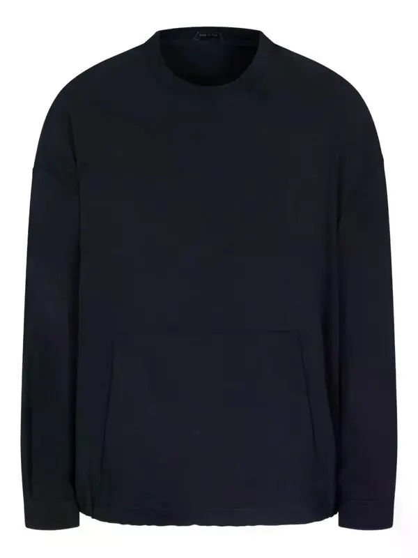 Giorgio Armani Crew-neck Sweatshirt With Pouch Pocket - Blue