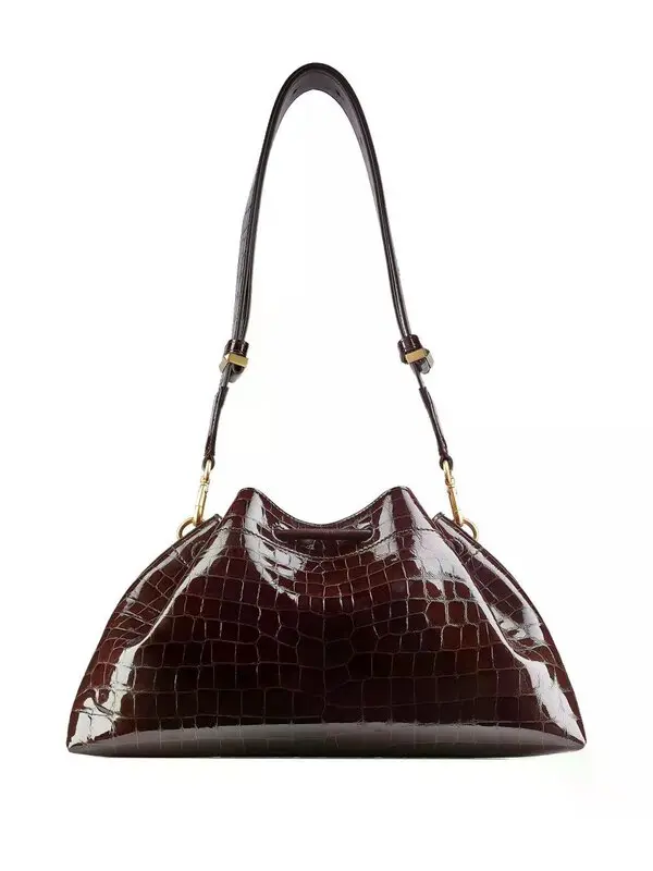 JIMMY CHOO Medium Cinch Crocodile-effect Shoulder Bag - Brown