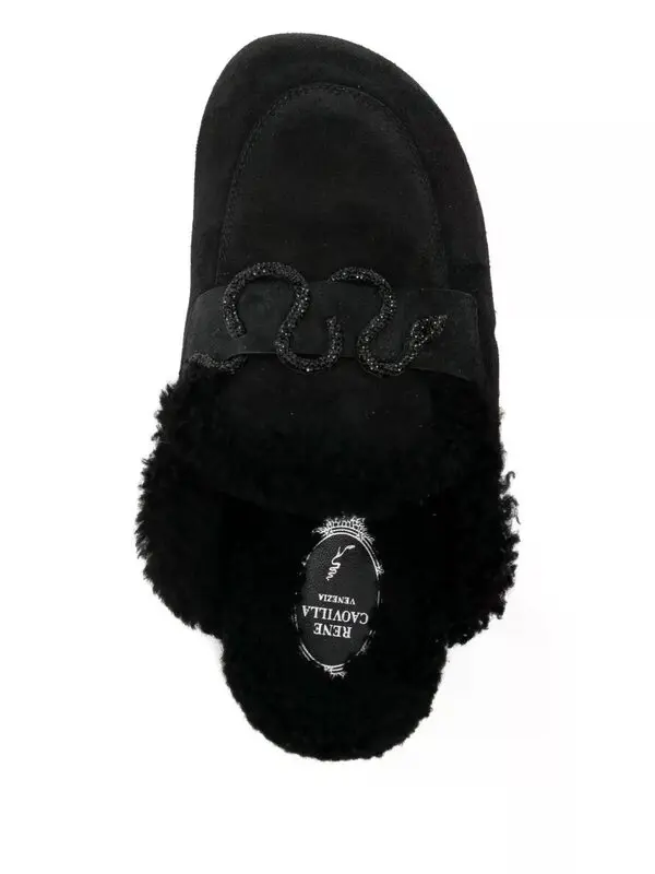 Rene Caovilla Crystal-embellished Mules - Black