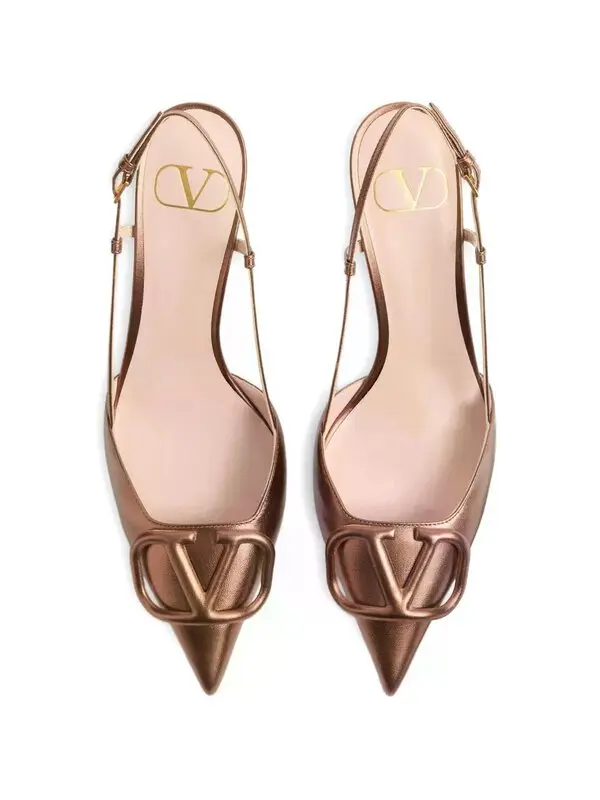 Valentino Garavani Vlogo Signature Slingback Pumps - Brown