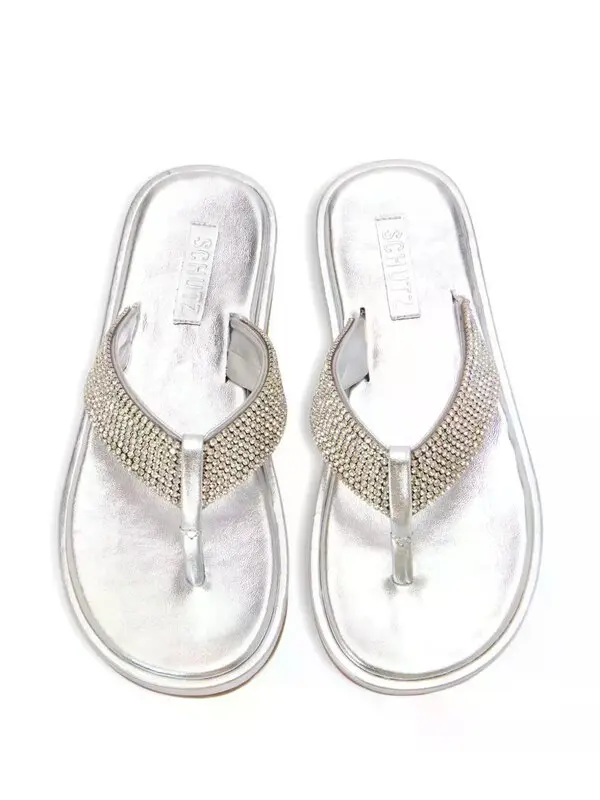 Schutz Crystal-embellished Thong Sandals