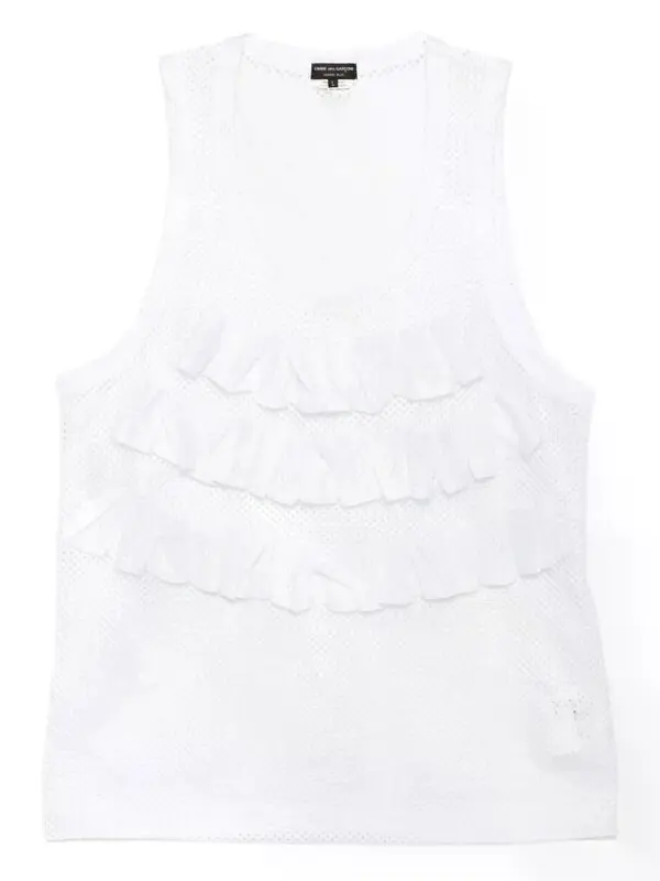 Comme Des Garçons Mesh Ruffled Vest - White