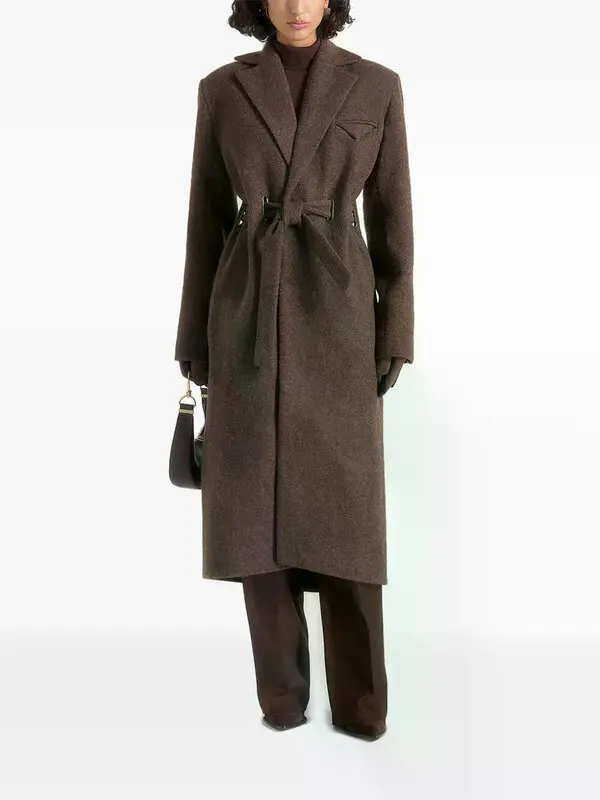Manière De Voir Maniere De Voir Wool Belted Longline Coat - Brown