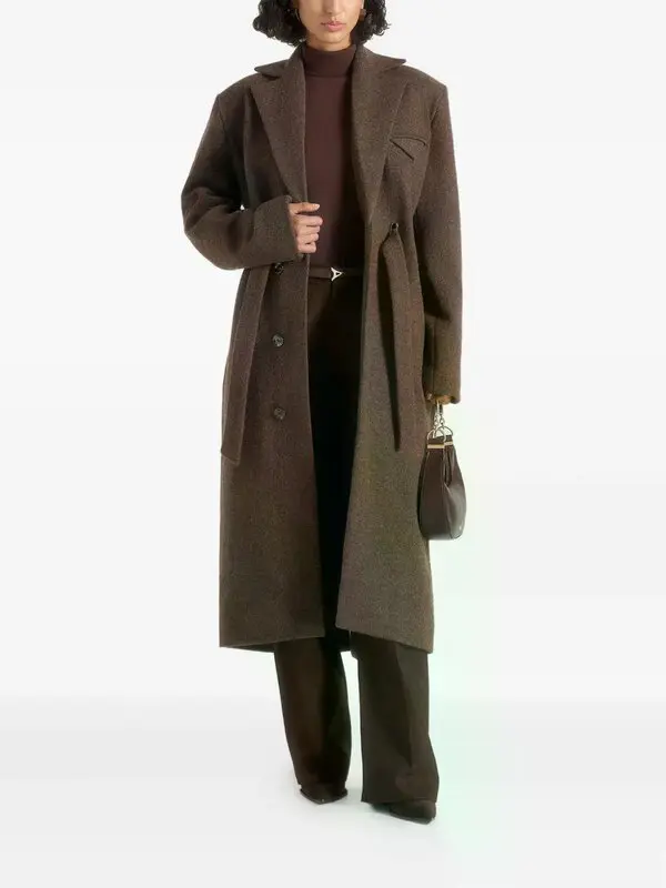 Manière De Voir Maniere De Voir Wool Belted Longline Coat - Brown