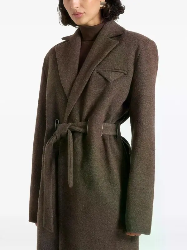 Manière De Voir Maniere De Voir Wool Belted Longline Coat - Brown
