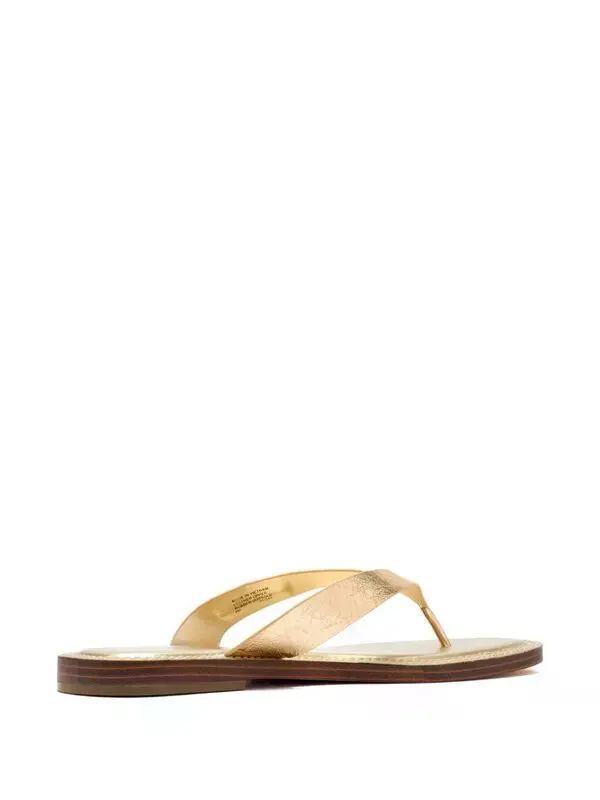 Michael Kors Metallic Leather Thong Flip Flops - Brown