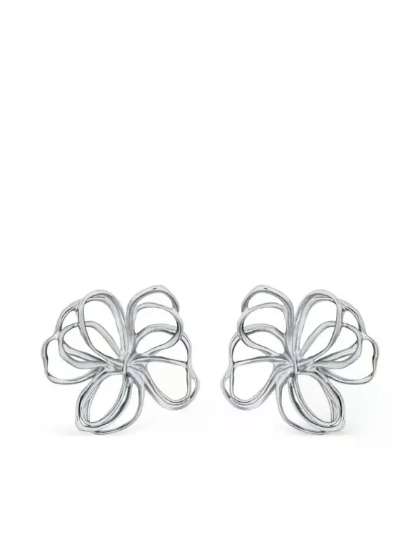 Oscar De La Renta Floral Drop Earrings - Silver