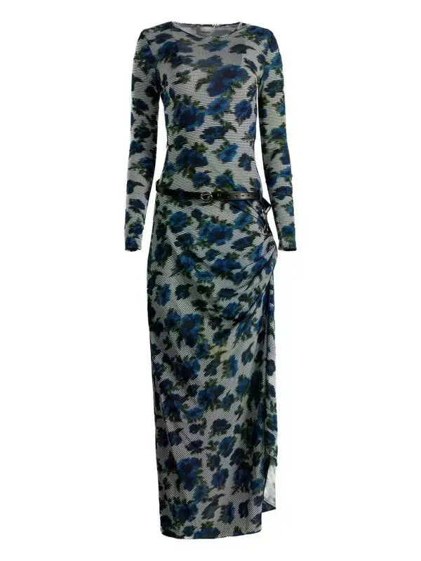 Coperni Floral Belted Midi Dress